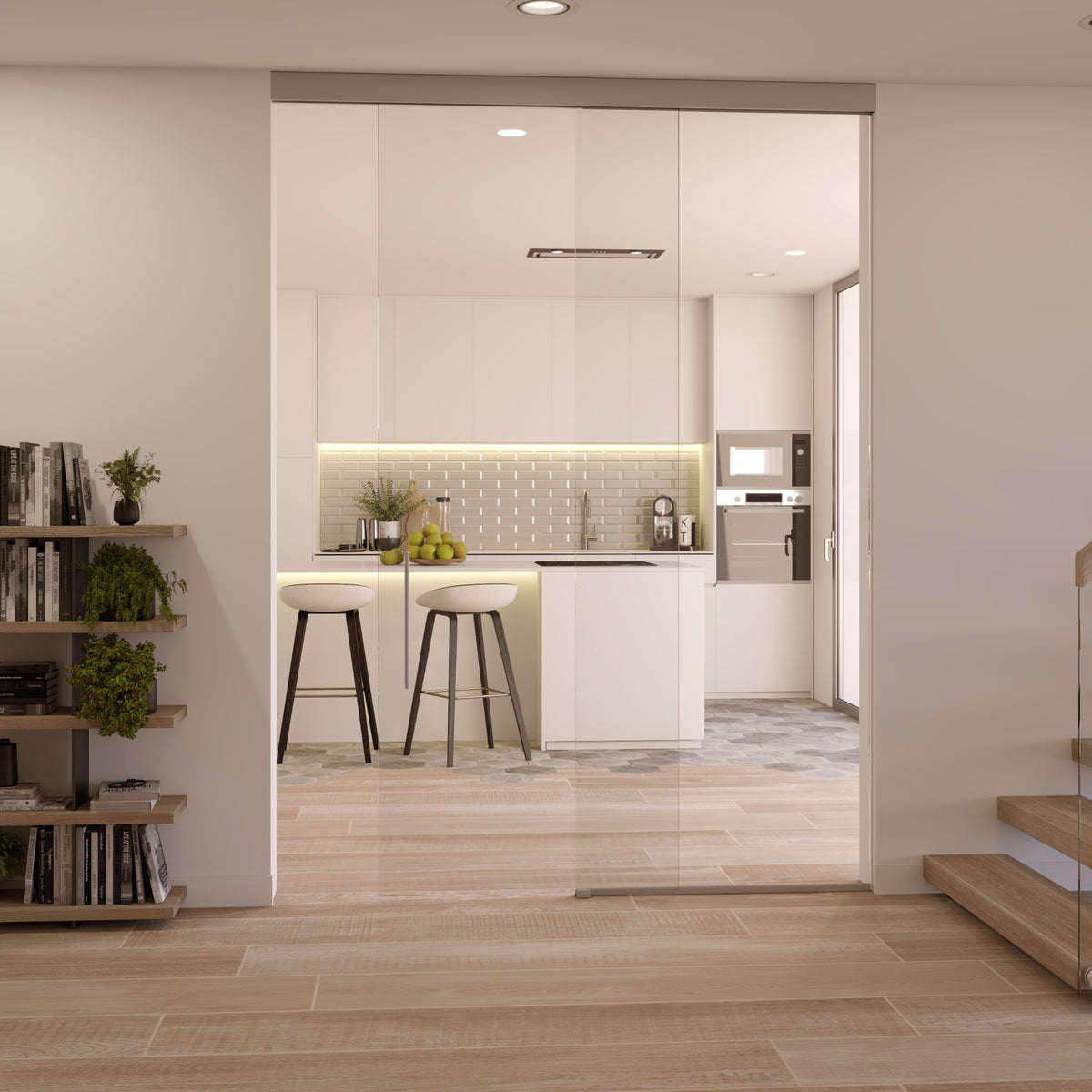 GLD2 GlideWall Single Sliding Door & Fixed Panel Kit with SoftBreak ...