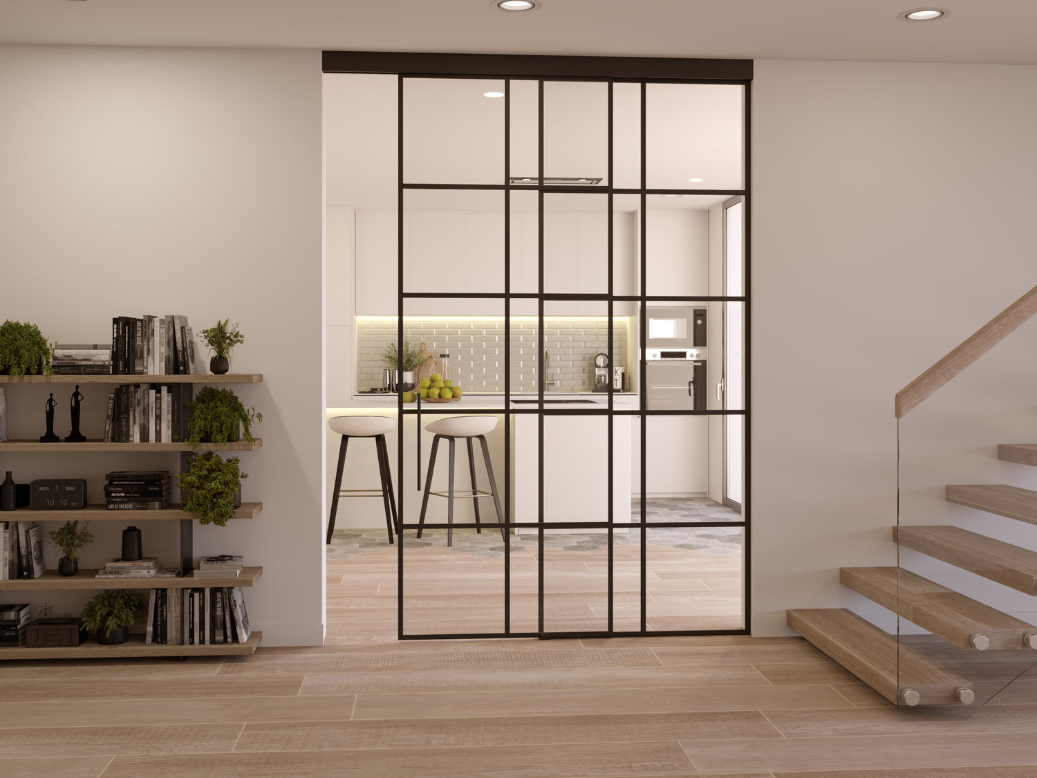 GLD2 GlideWall Single Sliding Door & Fixed Panel Kit with SoftBreak ...