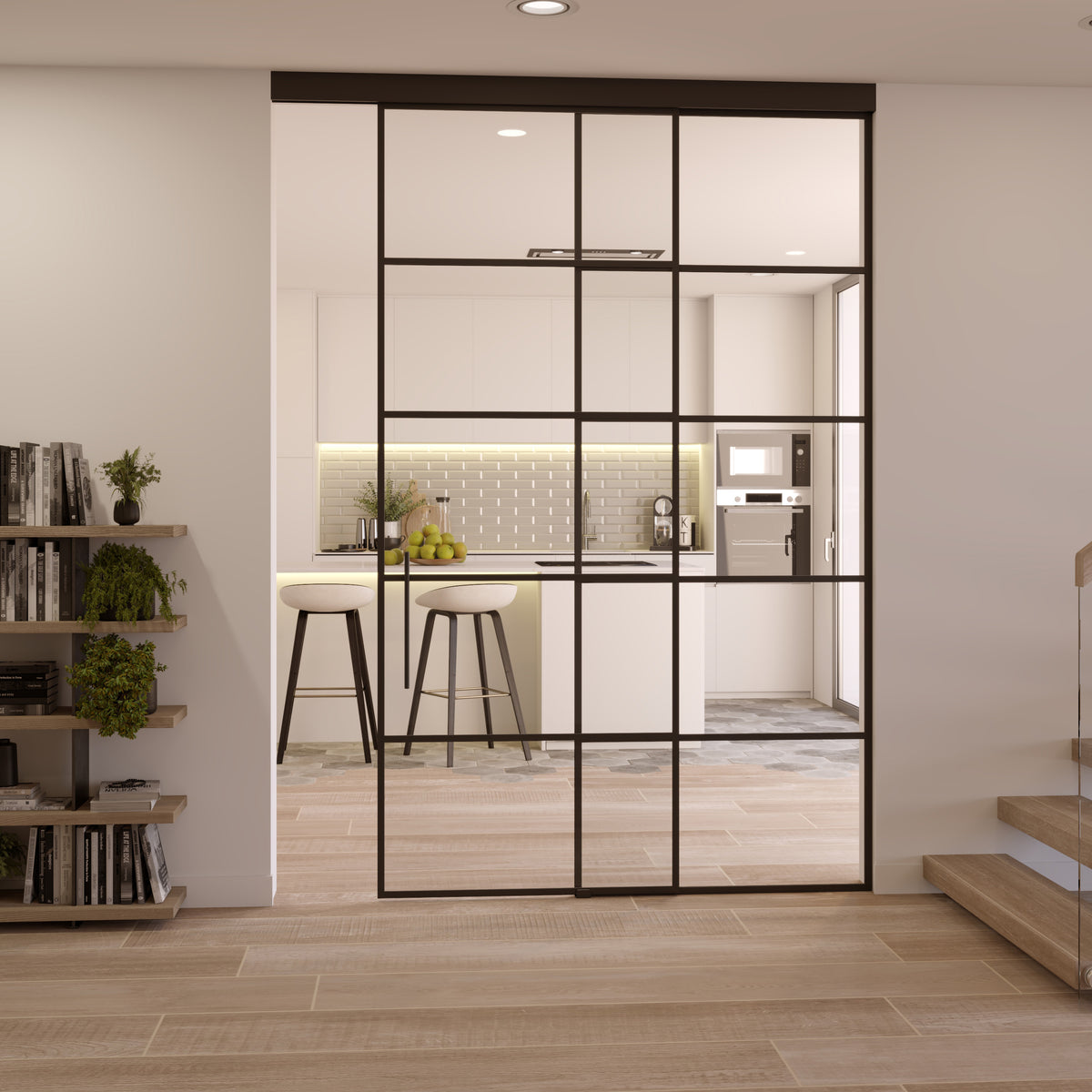 GLD2 GlideWall Single Sliding Door & Fixed Panel Kit with SoftBrake ...